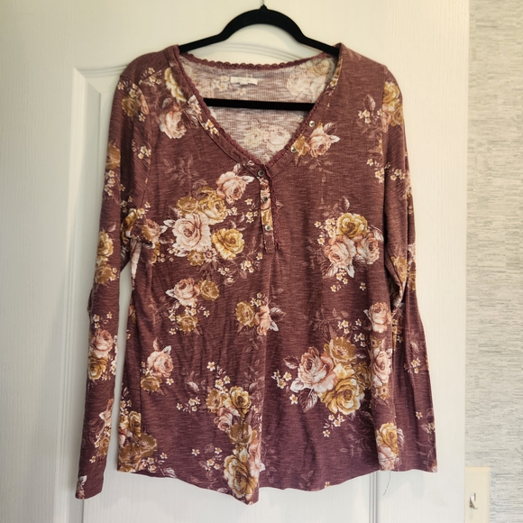 Maurices | Tops | Maurices Floral Long Sleeve Top Size Xl Euc | Poshmark
